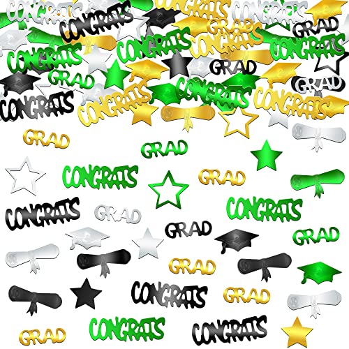 Graduation Confetti 2023 - Pack of 1000 | Grad Confetti, Green and Gold Graduation Decorations | Graduation Centerpieces for Tables 2023 | Green Graduation Party Decorations 2023 Confetti Graduation