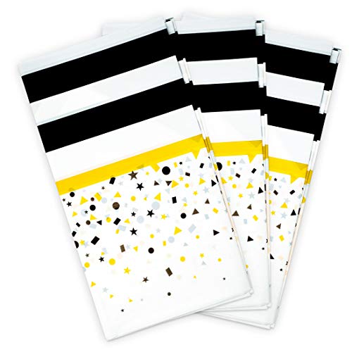 Graduation Table Cloths - 3pcs - Graduation Party Decorations 2022 - Graduation Party Supplies 2022 Jumbo 3 Pack 120”x56” - Congrats Grad Table Cover Graduation Decor Black & Gold Runner Tablecloth