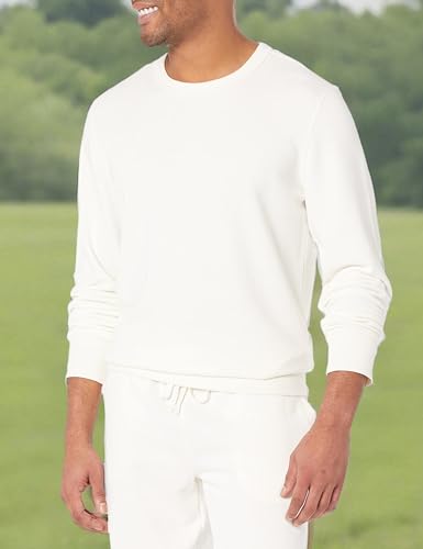 Amazon Essentials men's Crewneck Sweatshirt, Lightweight Long-Sleeve French Terry, Eggshell White, X-Small, (Available in Big & Tall)