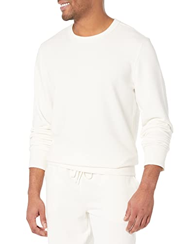 Amazon Essentials men's Crewneck Sweatshirt, Lightweight Long-Sleeve French Terry, Eggshell White, X-Small, (Available in Big & Tall)