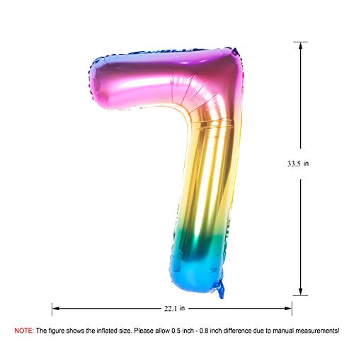 40 Inch Giant Rainbow Numbers 7 Balloons Colorful Party Birthday Decorations Foil Helium Digital Balloon 0 to 9 Gradient