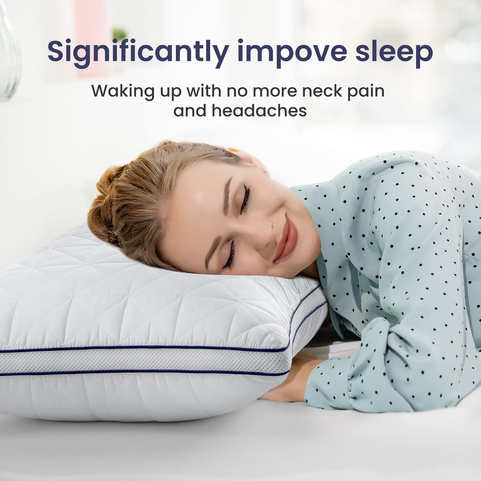 BedStory Pillows for Sleeping,Standard Pillows Set of 2,Cooling Pillows with Mesh Design,Premium Soft Down Alternative Fill Supportive for Back, Stomach or Side Sleepers