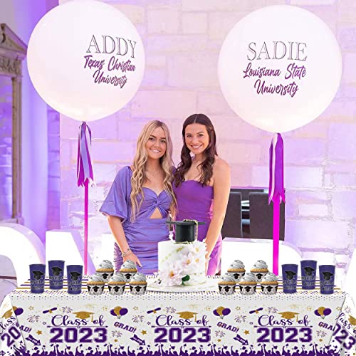 Erweicet Graduation Tablecloth 3Pcs, Graduation Party Decorations Supplies 2023 Class of 2023 Decorations Grad, We Did It Plastic Tablecloth Disposable, Purple Gold Graduation Table Cover -54"x108"
