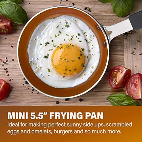 GOTHAM STEEL Pro Hard Anodized Pots and Pans 13 Piece Premium Cookware Set, Brown & Mini Egg and Omelet Pan with Ultra Nonstick Titanium & Ceramic Coating - 5.5", Dishwasher Safe, Stay Cool Handle