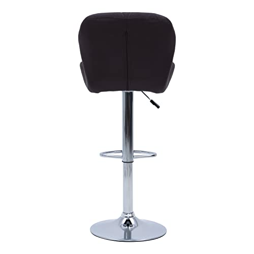 Puluomis Set of 2 Brown Shell Shaped Bar Stools Modern Gas-Lift Adjustable Swivel Leather Chair with Back, Chrome Base Counter Barstools, Large