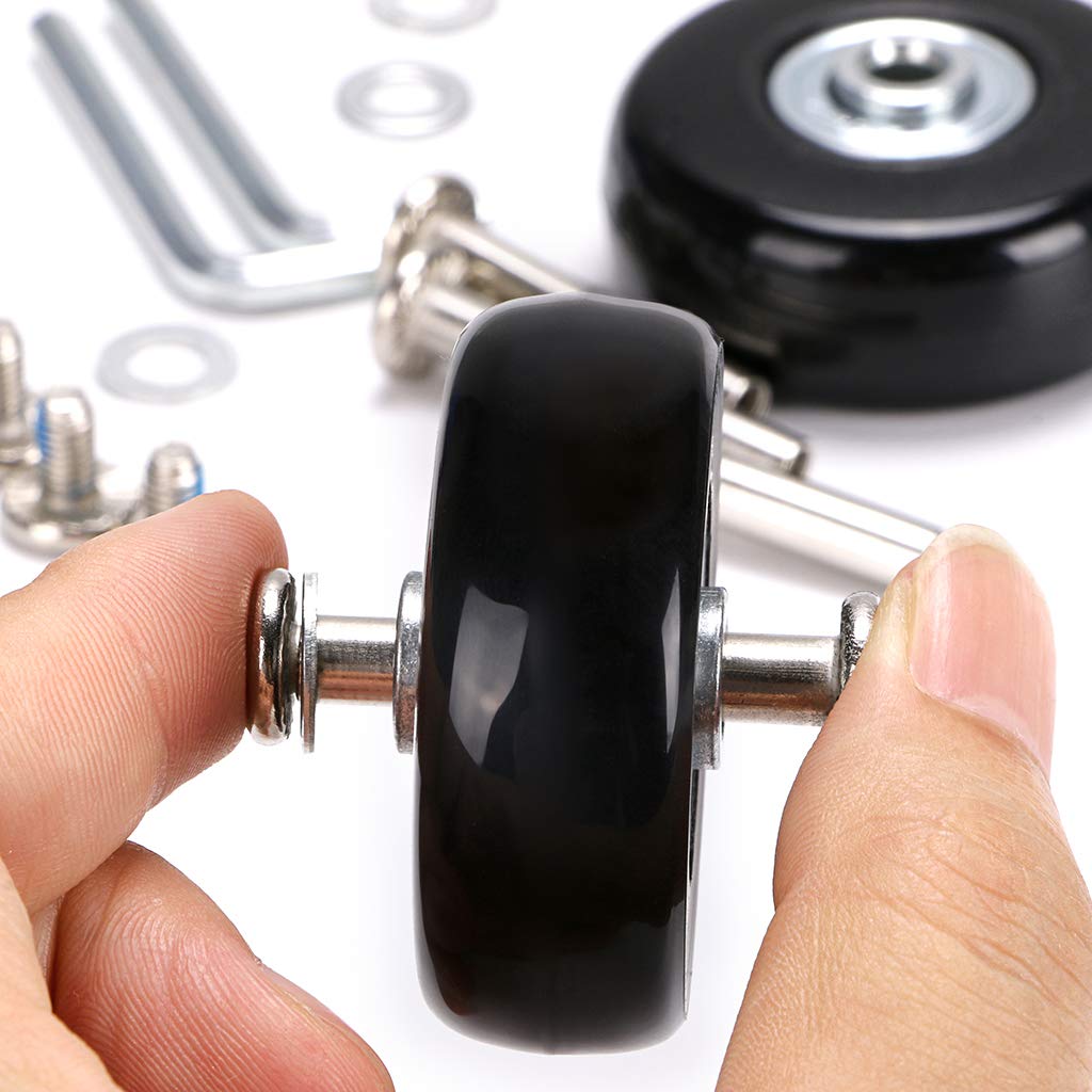OwnMy 43mm x 18mm Luggage Suitcase Replacement Wheels, Rubber Swivel Caster Wheels Bearings Repair Kits, A Set of 4