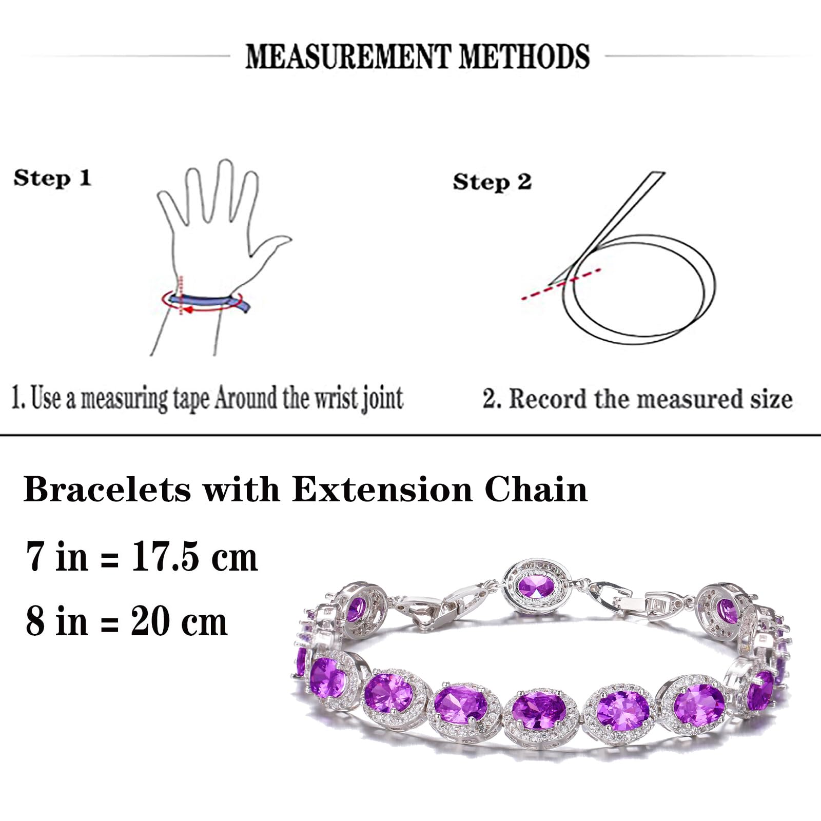 Hermosa Elegant Oval Gemstone Silver Bangle Bracelet with 1-Inch Extender Chain | Adjustable 7-8 Inches | Hypoallergenic Jewelry Gift for Women(Amethyst)
