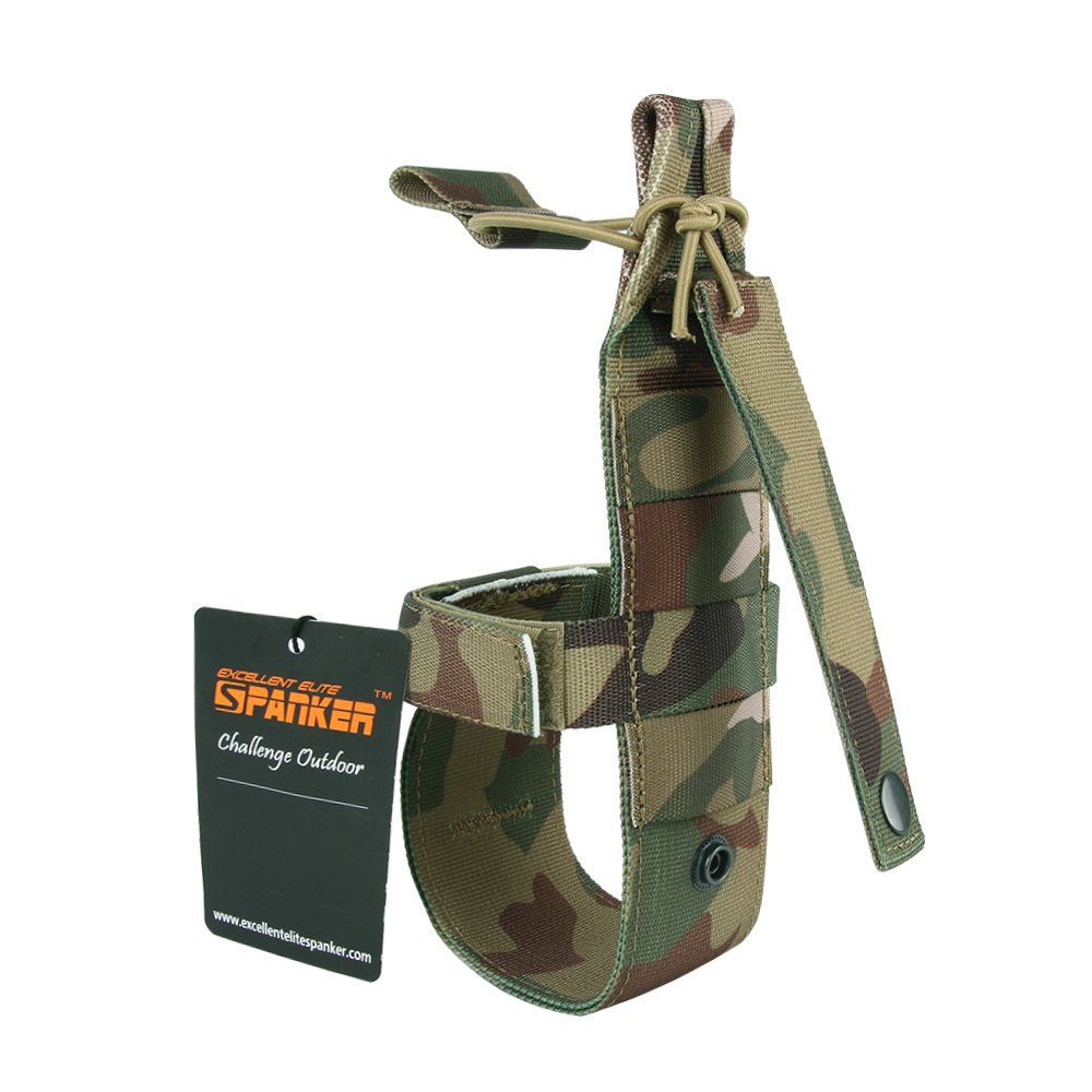 EXCELLENT ELITE SPANKER Tactical Military Portable Belt Bottle Holder Pouch Molle Adjust EDC Water Bottle Carrier for Hunting Walking Running Traveling (Multicam)