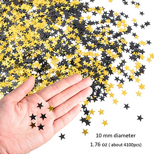 Star Confetti Black Gold Shiny Table Confetti for Wedding Party Holiday Seasons Decorations DIY Crafts 50g (About 4100 Pcs)