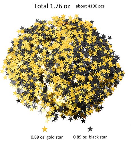 Star Confetti Black Gold Shiny Table Confetti for Wedding Party Holiday Seasons Decorations DIY Crafts 50g (About 4100 Pcs)