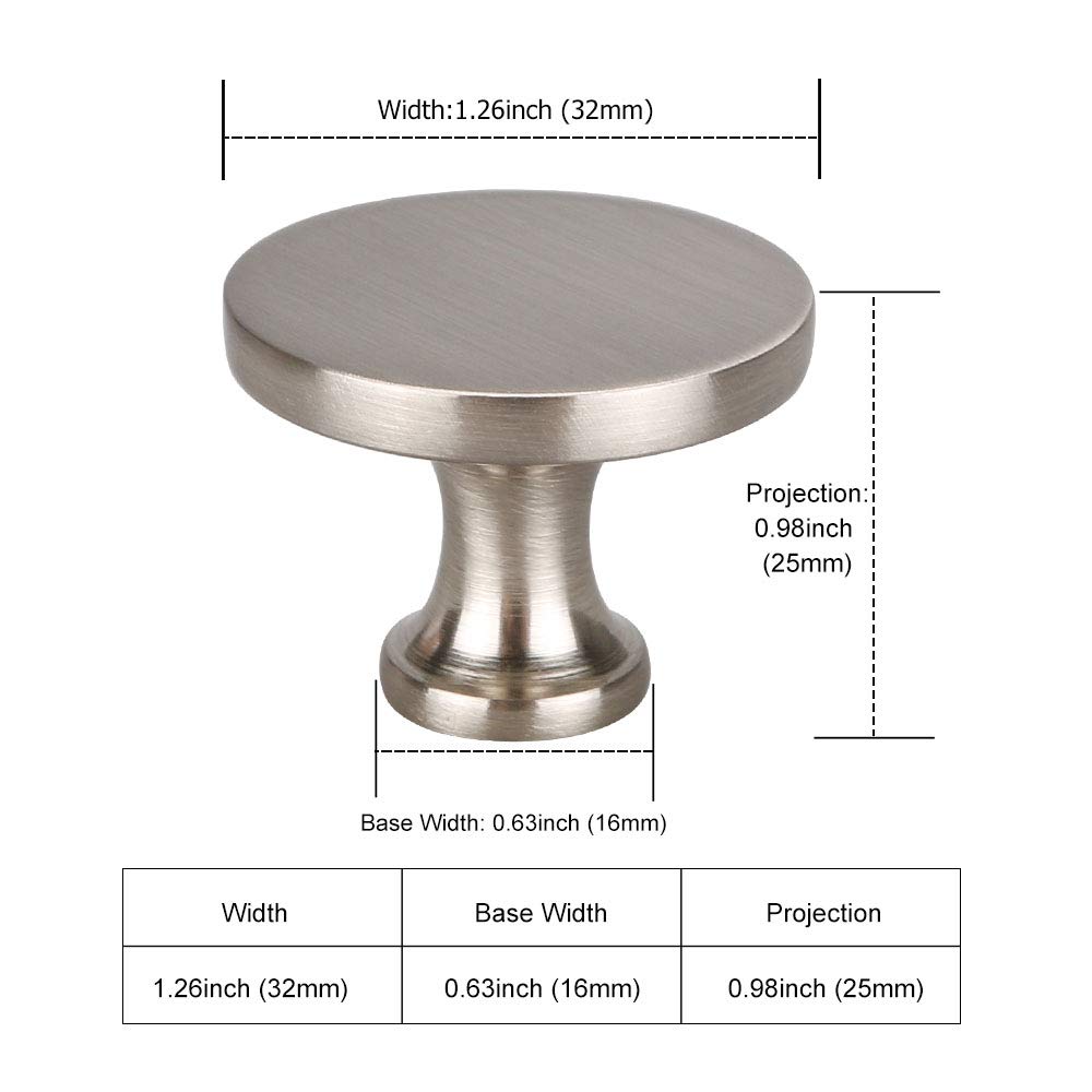 homdiy 25 Pack Brushed Nickel Cabinet Knobs, Solid Round Drawer Knobs, Modern Kitchen Cabinet Hardware for Bedroom Dresser, Cupboard, Drawers