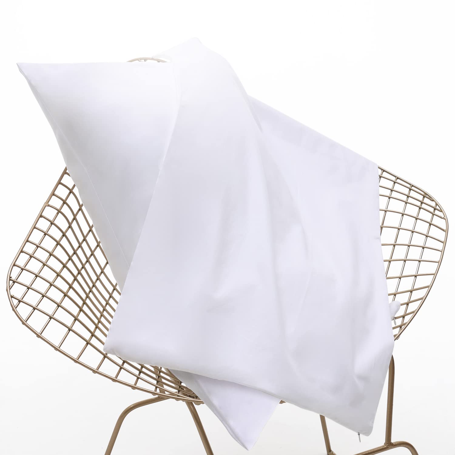 Bedemu White Pillow Cases Set of 2 with Invisible Zipper, 100% Cotton Pillow Protectors with 600 Thread Count, Cooling & Breathable Pillow Case for Hot Sleepers, Standard Size 20 x 26 Inches, 2 Pack