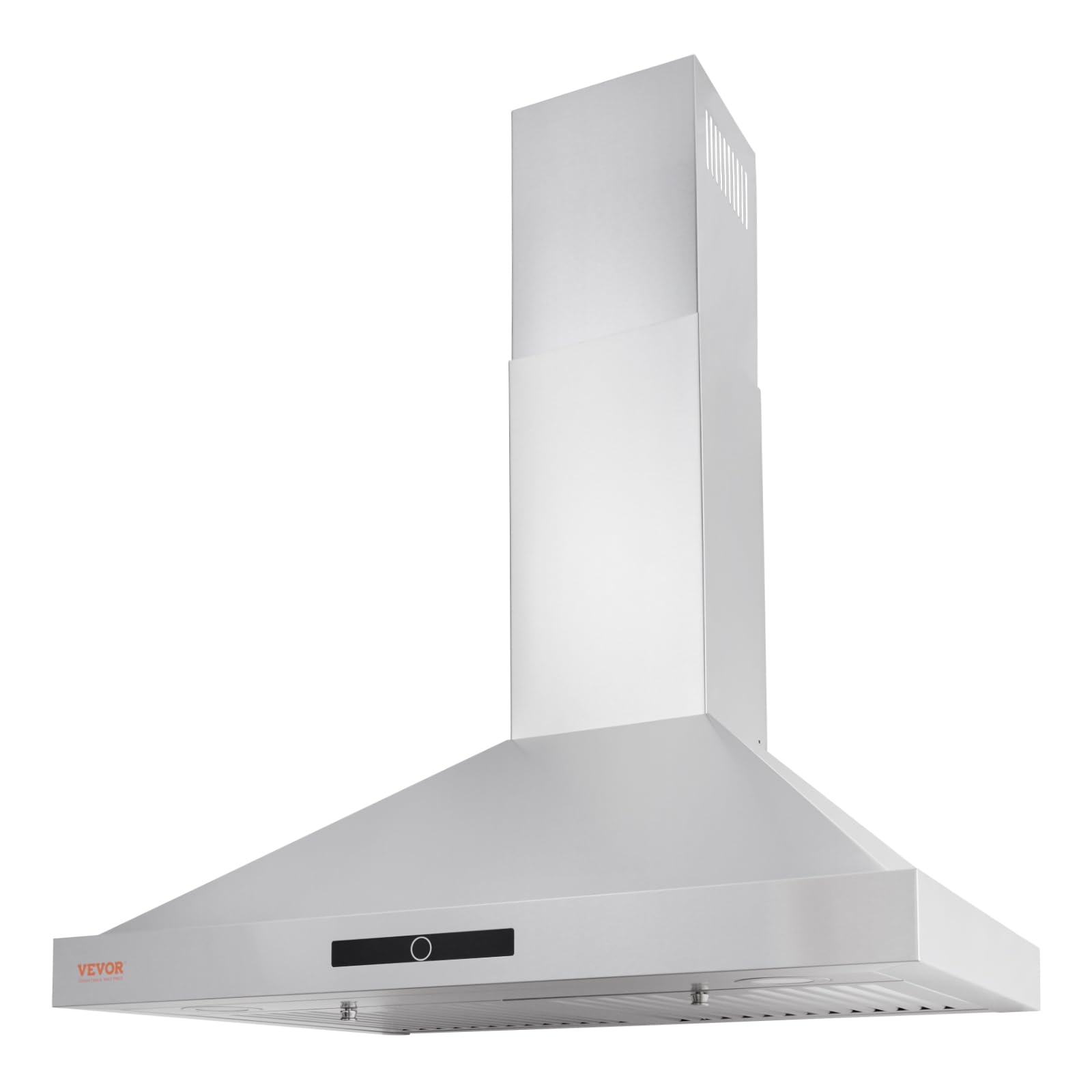 VBENLEM Wall Mount Range Hood, Ductless Chimney-Style Kitchen Stove Vent, Stainless Steel Permanent Filter with 3-Speed Exhaust Fan, 2 Baffle Filters, LED Lights, Touch Control Panel (30 inch)