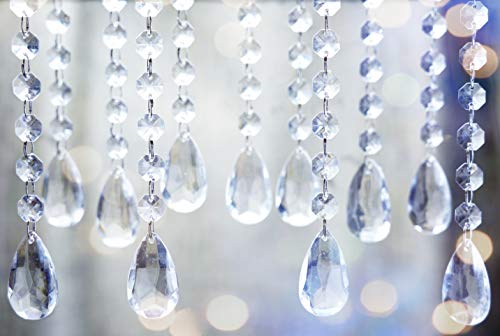 Ulove Prs Acrylic Teardrop Crystal, Chandelier Pendants Parts Beads, Garland Hanging Bead, Crystal Beaded for Wedding Party Centerpiece Tree Decoration (12 pcs)
