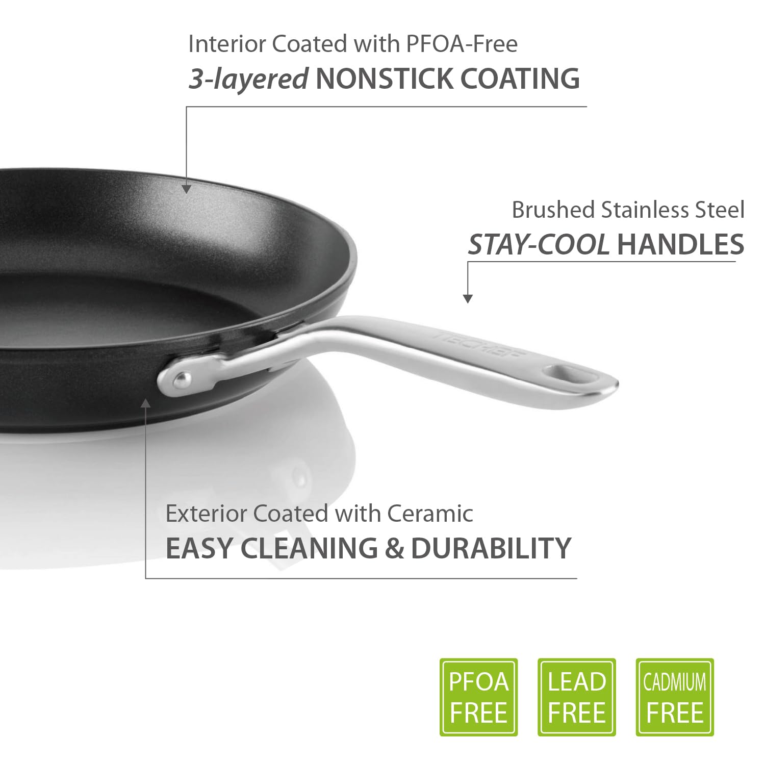 TECHEF - Onyx Collection Nonstick Frying Pan Skillet Set, PFOA-Free, Dishwasher Oven Safe, Stay-Cool Stainless Steel Handle, Induction-Ready, Made in Korea (8-inch and 10-inch)