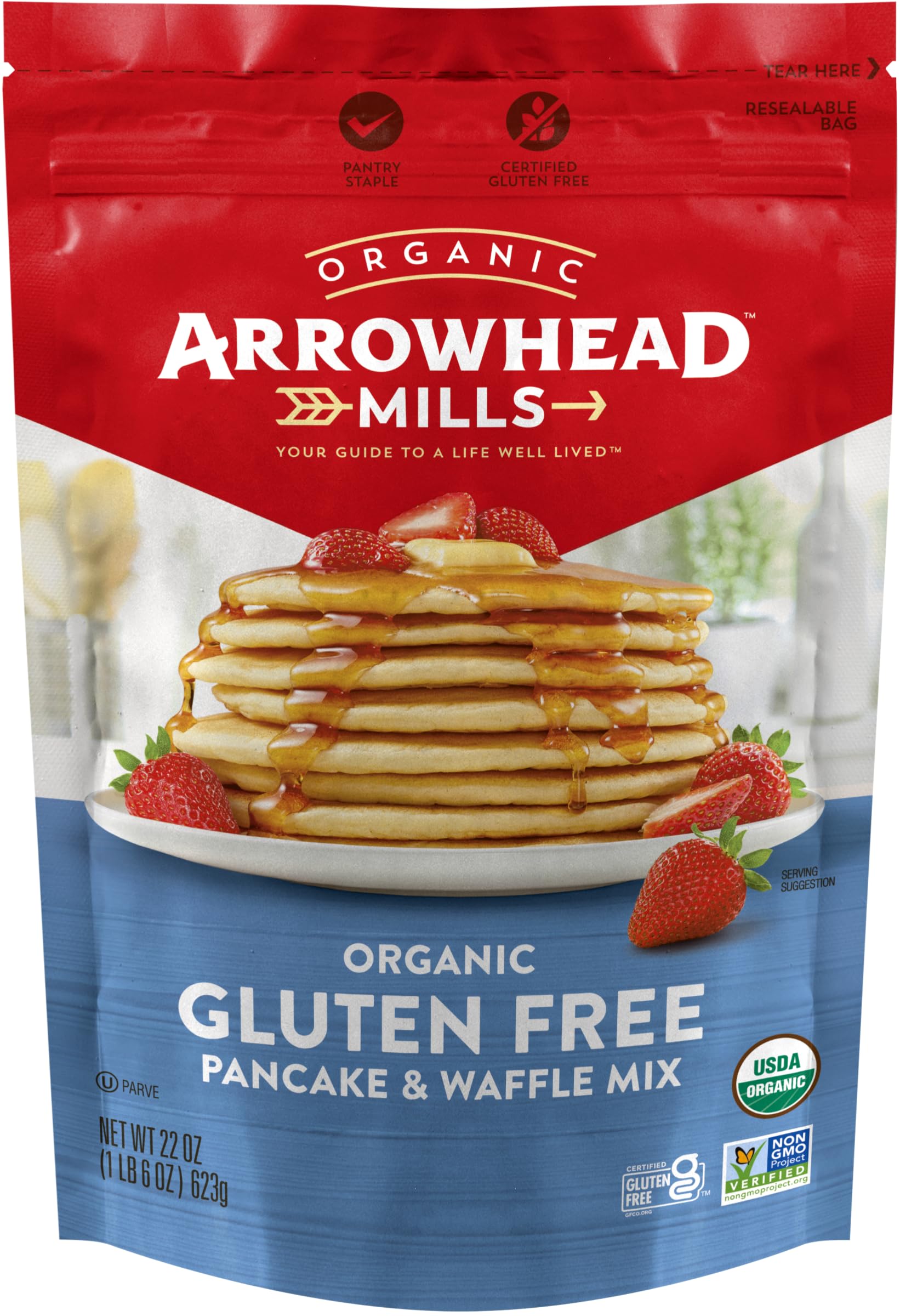Arrowhead Mills Organic Gluten Free Pancake & Waffle Mix, 22 oz Bag