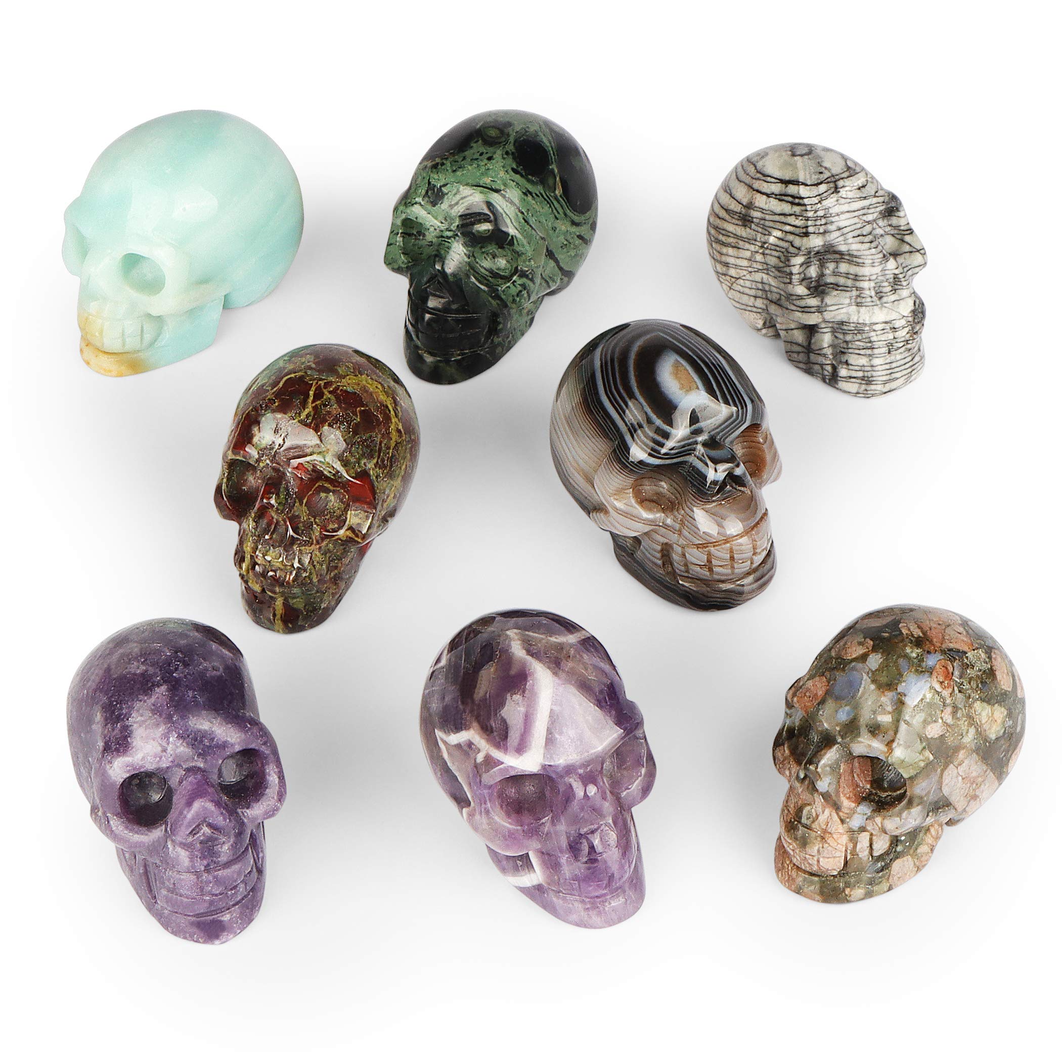 Artistone 2.0" Amethyst Crystal Halloween Skull Head Statue Crystals Healing Figurines,Carved Purple Human Bone Skull Stone Sculpture for Home,Office,Kitchen Decor
