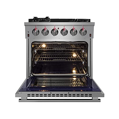 FORNO Massimo Freestanding 30-Inch Full Gas Range and Oven with 5 Italian Sealed Burners Cooktop - 4.32 Cu.Ft. Convection Stainless Steel Oven Includes Cast Iron Accessories