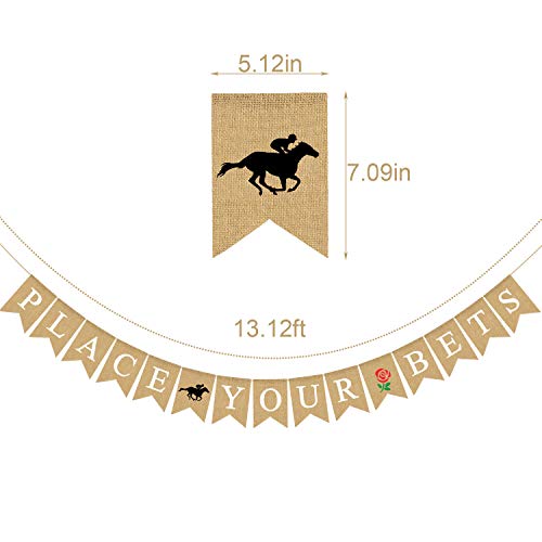 Burlap Place Your Bets Banner Kentucky Derby Party Horse Race Rose Fireplace Mantle Garland Decoration