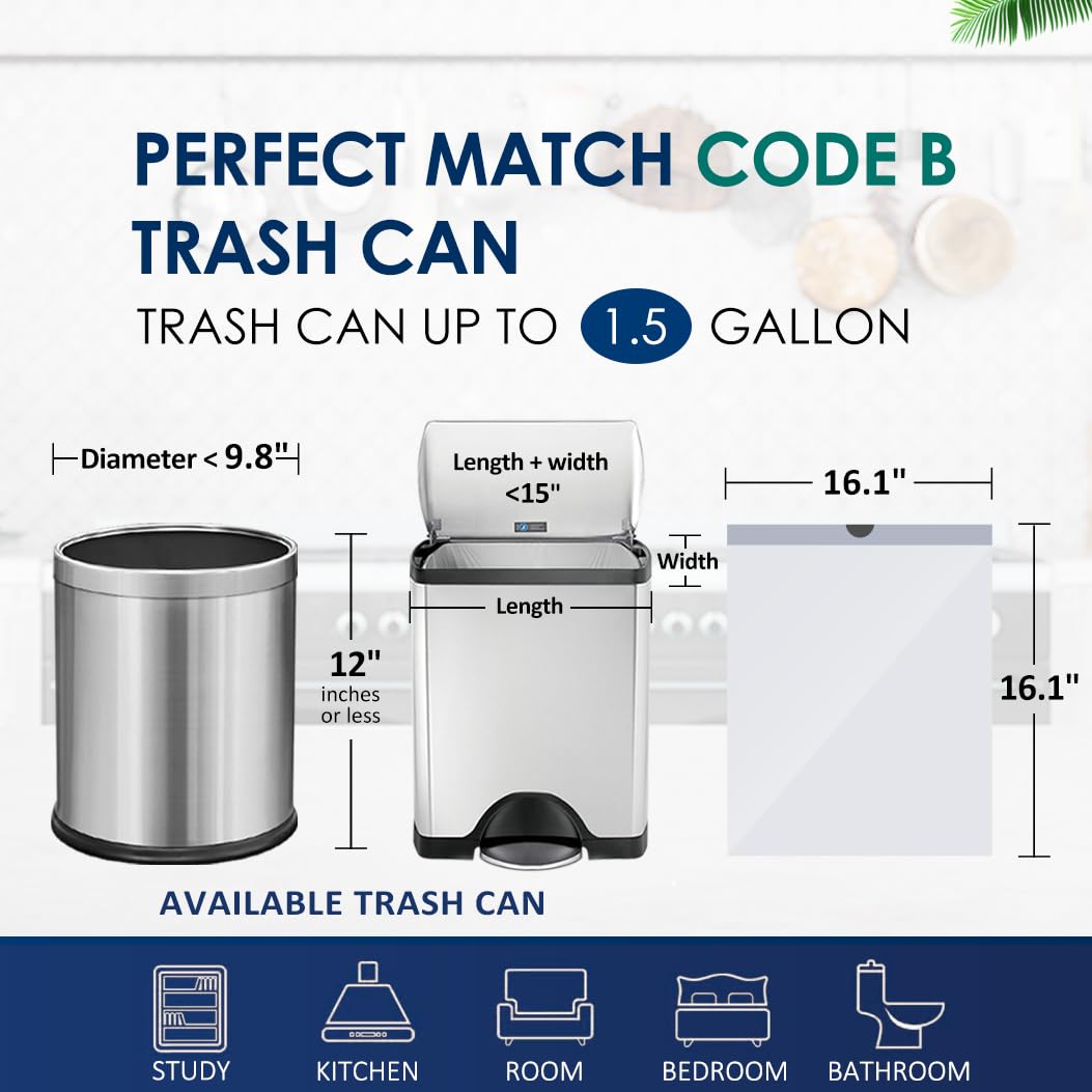 1.5 Gallon 120 Counts Mini Strong Drawstring Trash Bags Garbage Bags by RayPard, Small Plastic Bags fit 4.5-6L Trash Can for Home Office Kitchen Bathroom Bedroom, White Waste Basket Liners