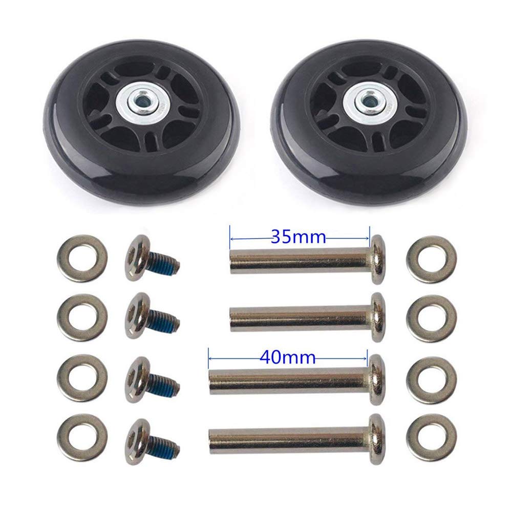 F-ber Luggage Suitcase Wheels 63x24mm/2.48" x0.94'' w/ 6mm ABEC 608zz Bearings, Inline Outdoor Skate Replacement Wheels, Set of (2) Wheels (OD:63 W:24 ID:6 Axles:35 & 40mm)