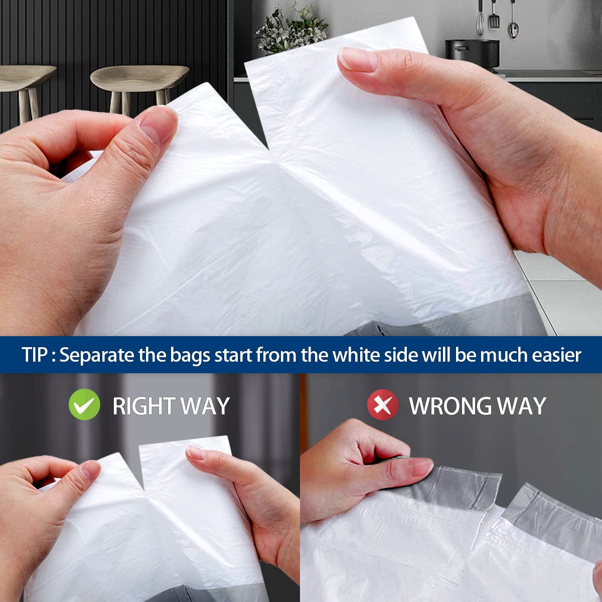 1.5 Gallon 120 Counts Mini Strong Drawstring Trash Bags Garbage Bags by RayPard, Small Plastic Bags fit 4.5-6L Trash Can for Home Office Kitchen Bathroom Bedroom, White Waste Basket Liners