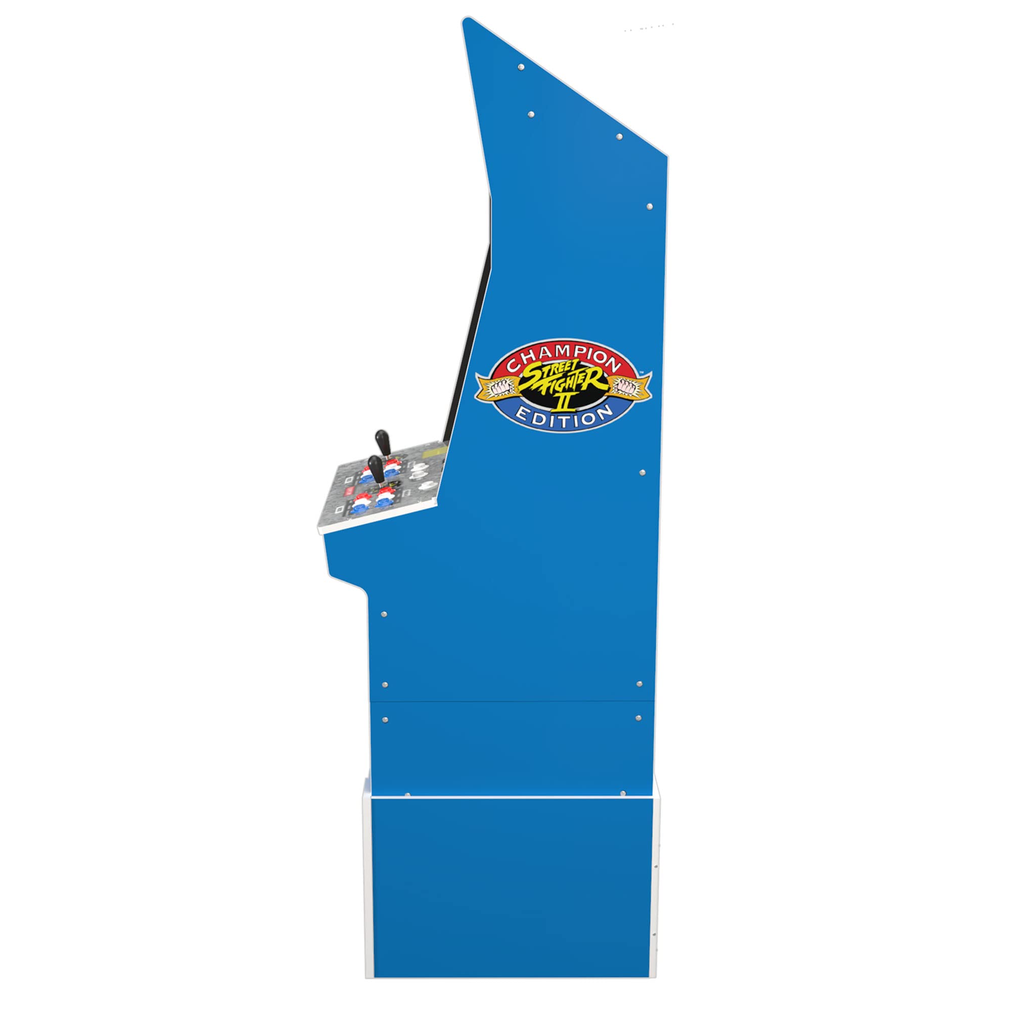 Arcade1Up Street Fighter II Champion Edition Big Blue Cabinet Style Arcade Machine w/ 12 Games, Coinless Operation, Light-Up Marquee, WiFi, and Stool