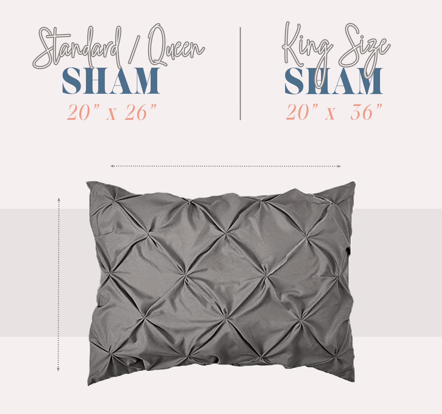 Elegant Comfort 2-Pack Sham Set Pinch Pleat Design, 1500 Premium Hotel Quality Microfiber, Stylish Design-Easy Care, Wrinkle and Stain Resistant, 2-Piece Sham Set, Pleated Standard/Queen, White