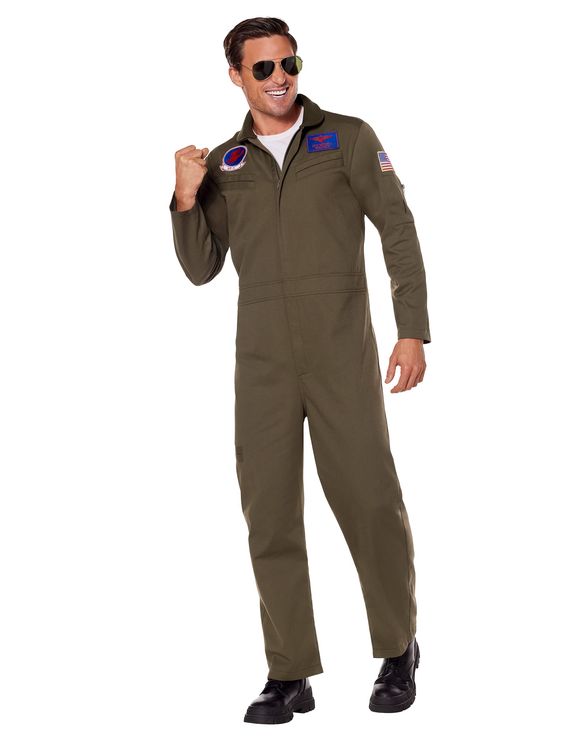 Spirit Halloween Top Gun Adult Jumpsuit Costume - S/M | Officially Licensed | Pilot Costume | TV and Movies Costume | Aircraft Pilot Suit