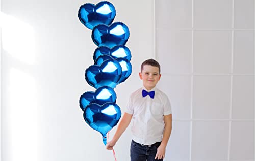 10 Pcs Blue Heart-Shaped Balloon 18 Inch Foil Balloon Mylar Balloon Happy Birthday Balloons Banner