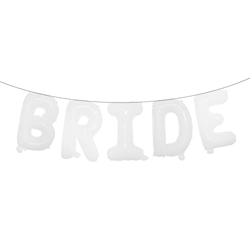 16 inch Multicolor Bride Letter Foil Balloon Wedding Bridal Shower Engagement Hen Party Decor Bachelorette Party Supplies (BRIDE White)