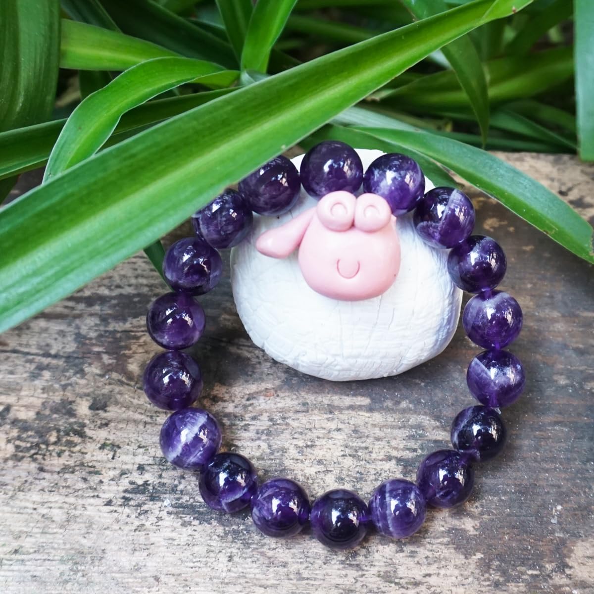 12MM Amethyst Bracelet for Men | Natural Third Eye & Crown Chakra Crystal | Fits for 8-8.5" Large Wrist | Emotional Healing Spiritual Gift for Talismans & Amulets & Talismans Amulets & Feng Shui