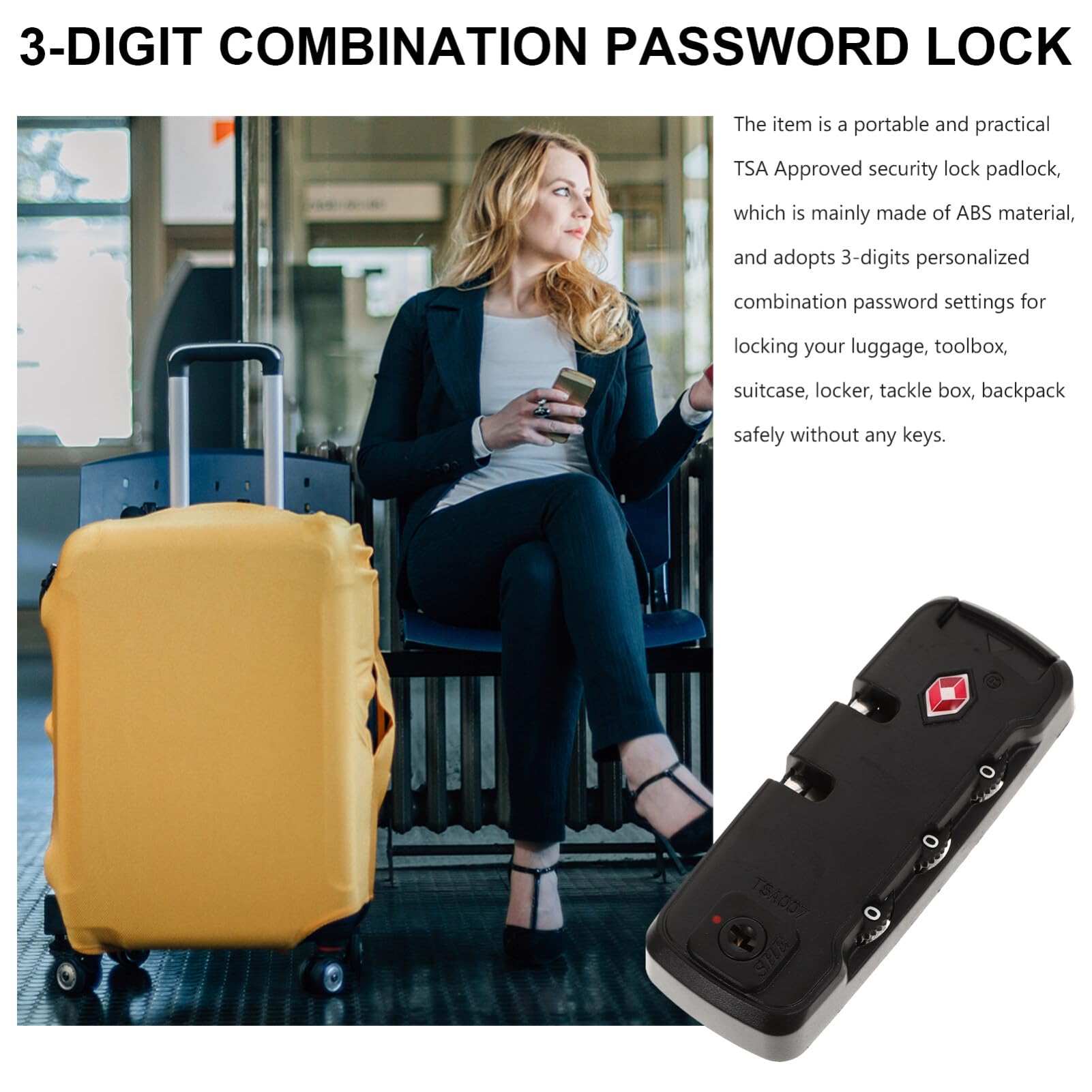 POPETPOP Pirate Accessories TSA007 3 Digits Password Code Suitcase Lock, Rugged Versatile Travel Luggage Code Fixed Lock Padlock for Luggage Case Zipper Suitcase Bag Toolbox Bag Backpack Accessories