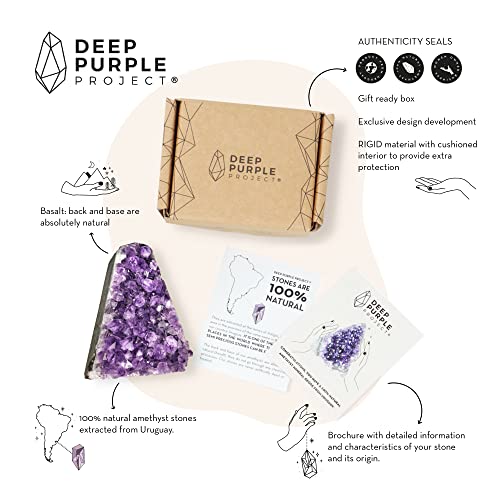 DEEP PURPLE PROJECT Amethyst Crystal Geode Spiritual Healing Rocks Cluster Quartz Stone (250 grams or less, Amethyst Purple)