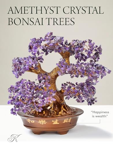 KALIFANO Large Amethyst (1,251 Gemstone Count) Chakra Crystal Tree with Healing Properties - Bonsai Feng Shui Money Tree for Positive Energy, Luck and Wealth