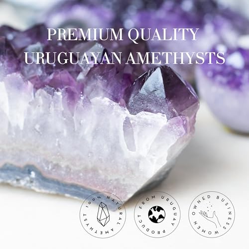DEEP PURPLE PROJECT Amethyst Crystal Geode Spiritual Healing Rocks Cluster Quartz Stone (250 grams or less, Amethyst Purple)