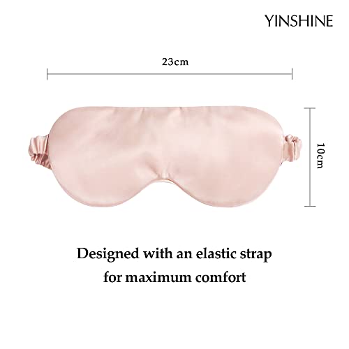 Silk Sleep Mask Set, Silk Hair Scrunchies and Silk Bags for Eye Skin and Sleeping 100% Pure Mulberry Silk 22 Momme Silk with Gift Box(Candy Pink)
