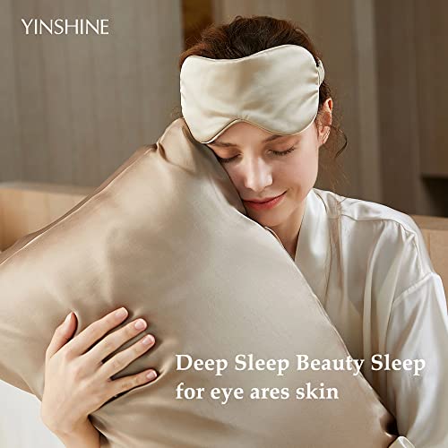 Silk Sleep Mask Set, Silk Hair Scrunchies and Silk Bags for Eye Skin and Sleeping 100% Pure Mulberry Silk 22 Momme Silk with Gift Box(Candy Pink)