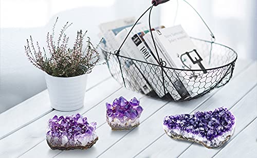 CrystalTears Amethyst Crystal Geode Cluster Raw Amethyst Rock Quartz Healing Crystals Druzy Geode Mineral Specimen Gemstone for Meditation Reiki Healing Home Decor 0.18-0.33 lb Christmas Gift