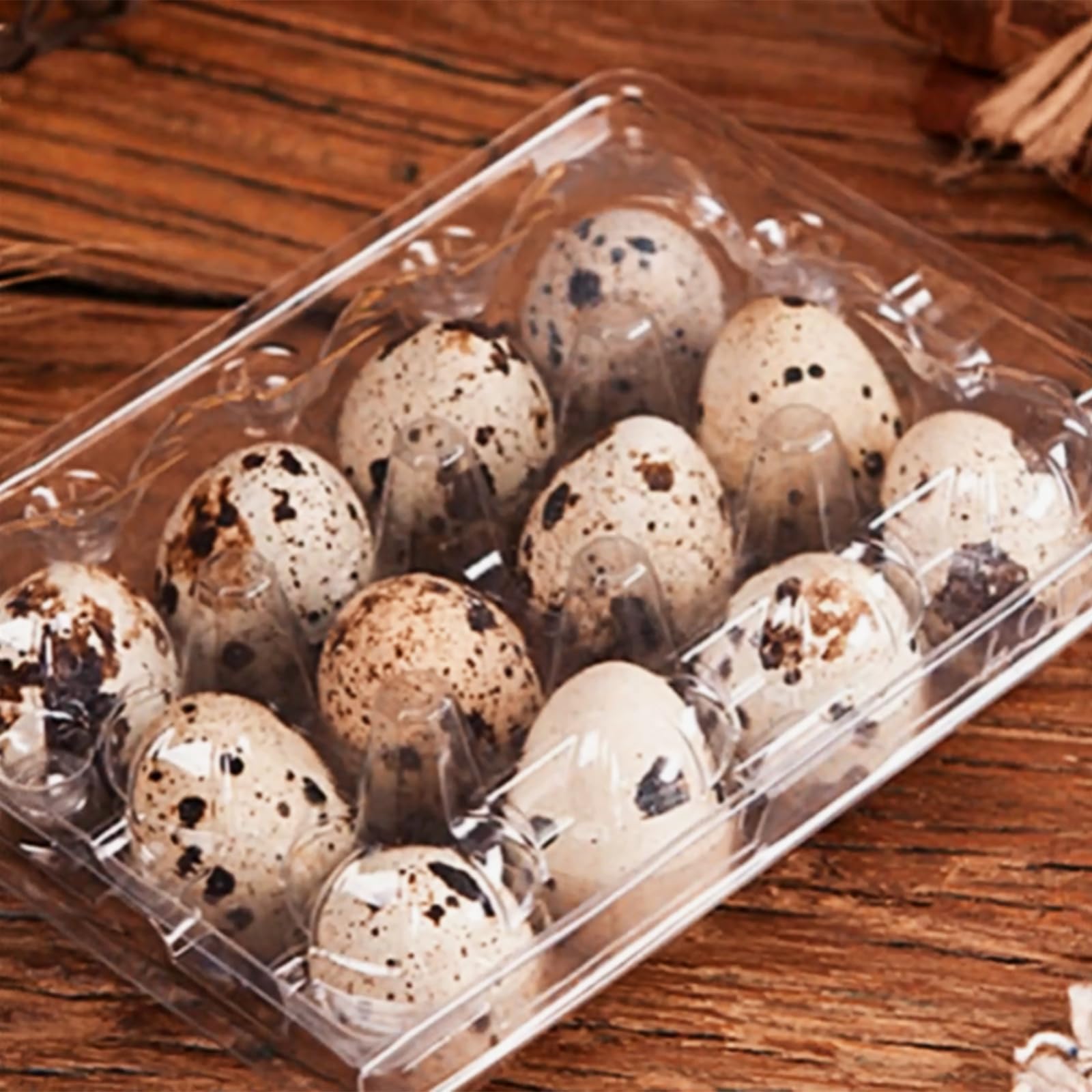 MANCHAP 150 Pack 12 Grids Plastic Quail Egg Carton Bulk, Clear Quail Eggs Carton Holders, Small Trays Stackable Storage Dispenser Case for Small Quail Eggs, Pigeon Eggs, Clear