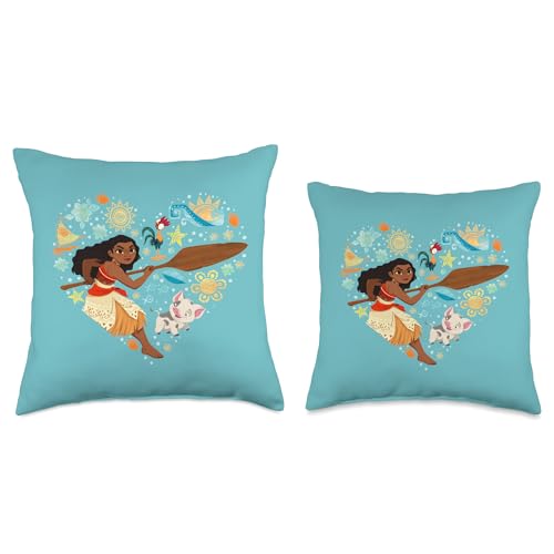 Disney Princess Moana Hei Hei Pua Collage Heart Throw Pillow