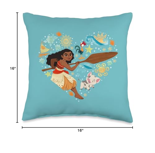 Disney Princess Moana Hei Hei Pua Collage Heart Throw Pillow