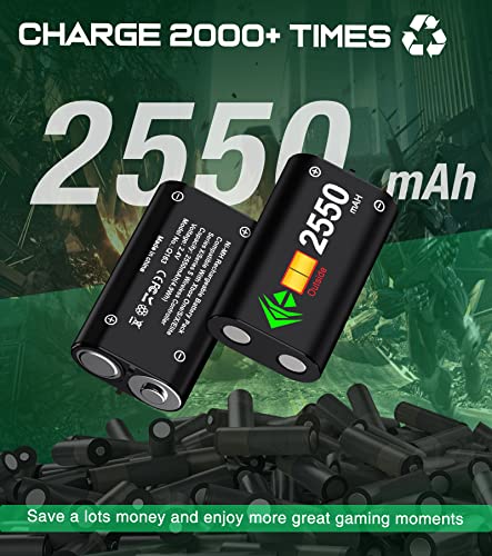 LIFUFUTEE Rechargeable Battery Pack with 2x2550mAh Xbox Battery Packs for Xbox One/X/S/Elite Controller, Xbox Controller Battery Pack with 4 Batteries Cover for Xbox Series X|S