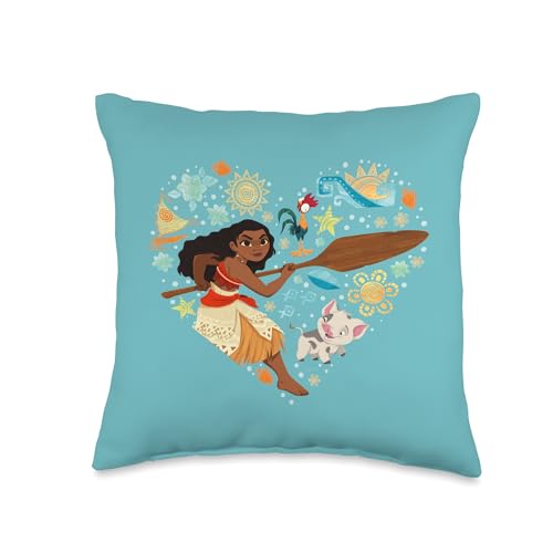 Disney Princess Moana Hei Hei Pua Collage Heart Throw Pillow