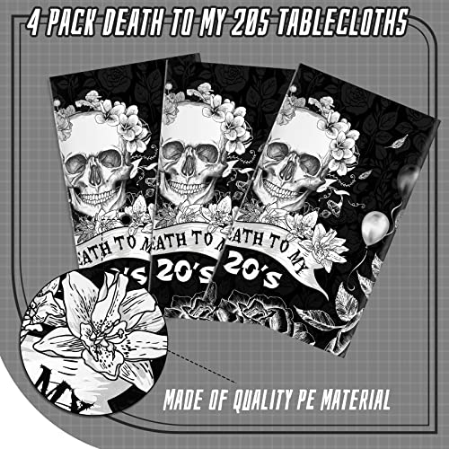 3 Pcs Death to My 20s Tablecloths, Rip to My 20s Tablecloths, 30th Birthday Table Decorations Black Death to My 20s Table Decor Plastic Table Cover for My Youth 30th Funeral Party Decorations Supplies