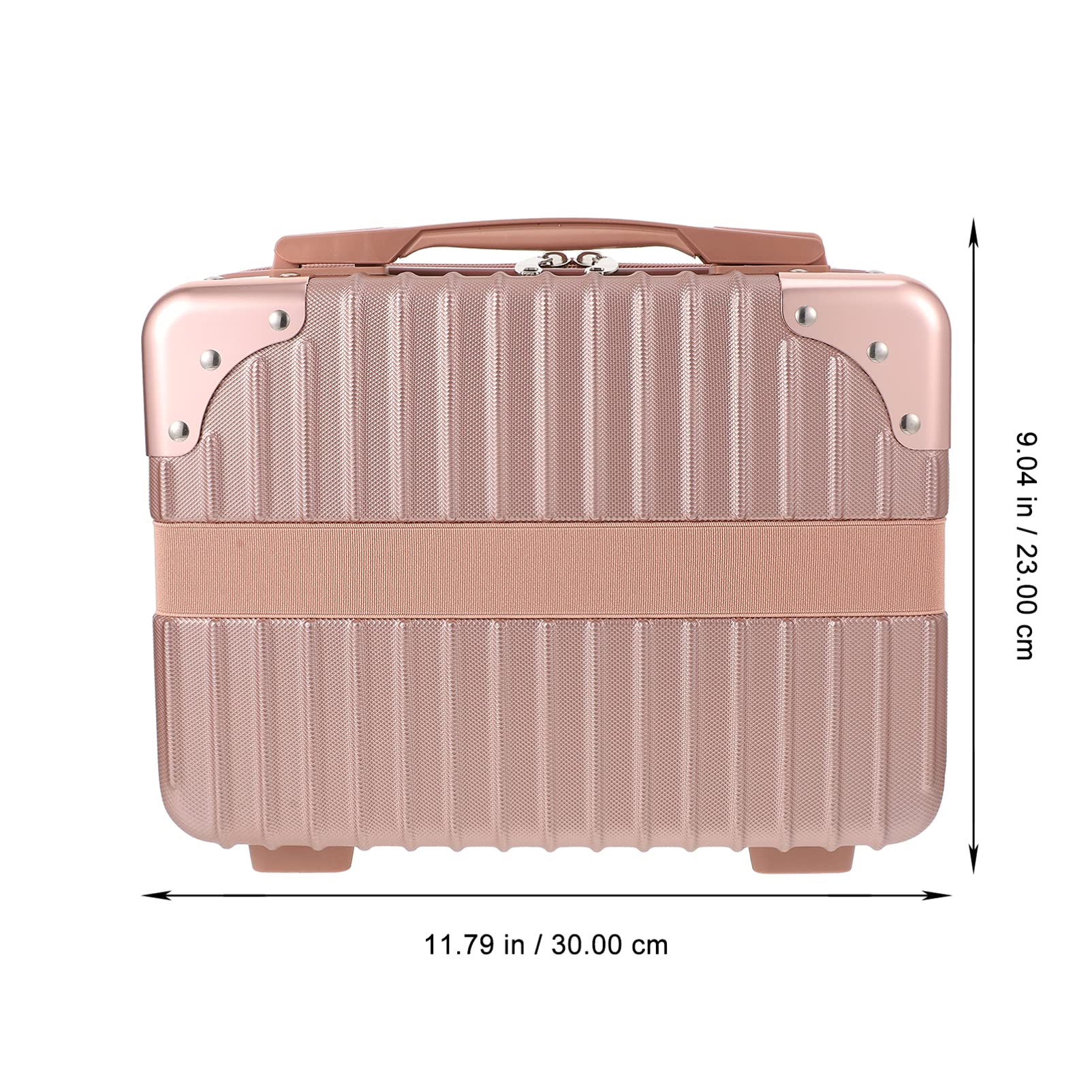 HEALLILY Hand Luggage Suitcase Makeup Suitcase 14 Inch Large Capacity Travel Makeup Train Case Portable Makeup Bag Cosmetic Brush Organizer Artist Storage Bag for Gold and white Makeup Box