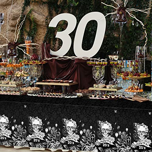3 Pcs Death to My 20s Tablecloths, Rip to My 20s Tablecloths, 30th Birthday Table Decorations Black Death to My 20s Table Decor Plastic Table Cover for My Youth 30th Funeral Party Decorations Supplies