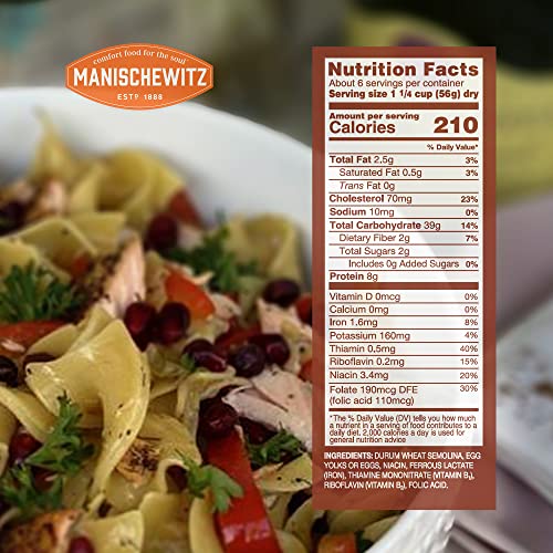 Manischewitz Homestyle Medium Egg Noodles 12oz (3 Pack) | Homestyle Pasta Taste & Texture, Premium Enriched, Low Sodium, No Preservatives, Kosher