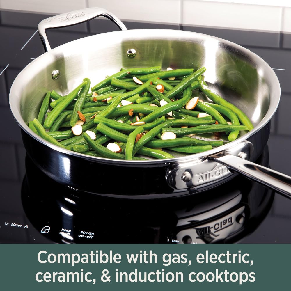 All-Clad D5 5-Ply Stainless Steel Cookware Set 5 Piece Induction Oven Broiler Safe 600F Pots and Pans Silver