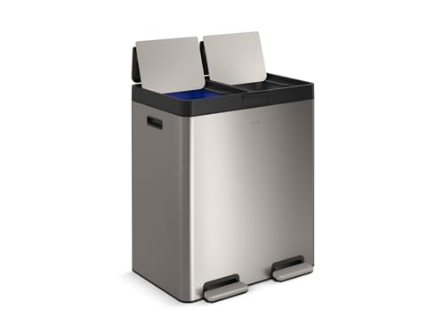 KOHLER K-23828-ST 82-Liter Stainless Steel Dual-bin Step Trash can, Stainless